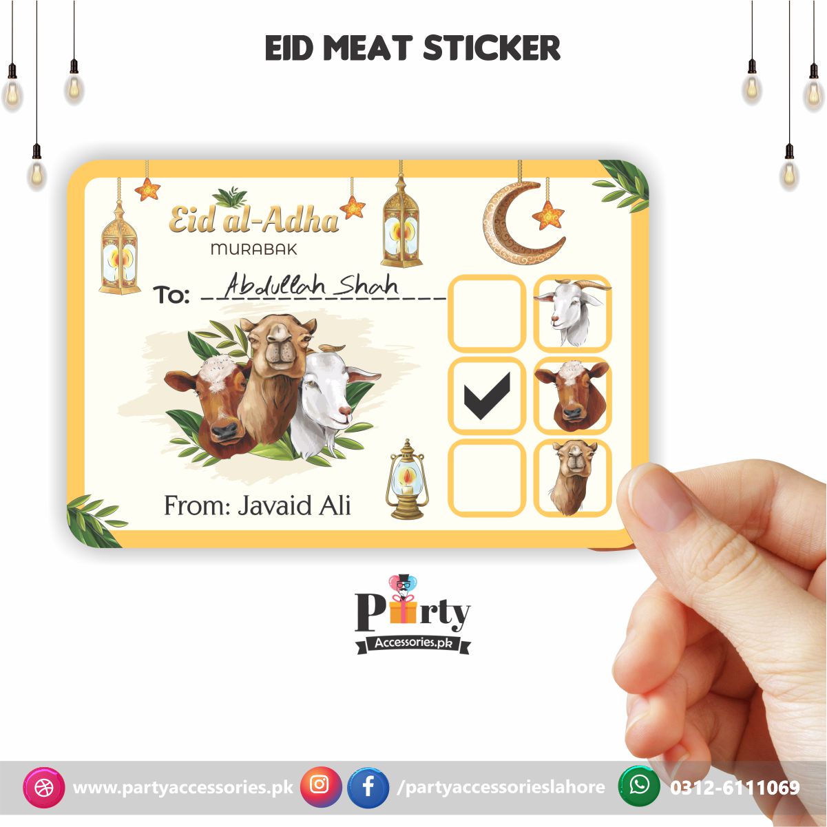 Customized Eid ul Adha Meat box sticker labels | Pack of 12 ...
