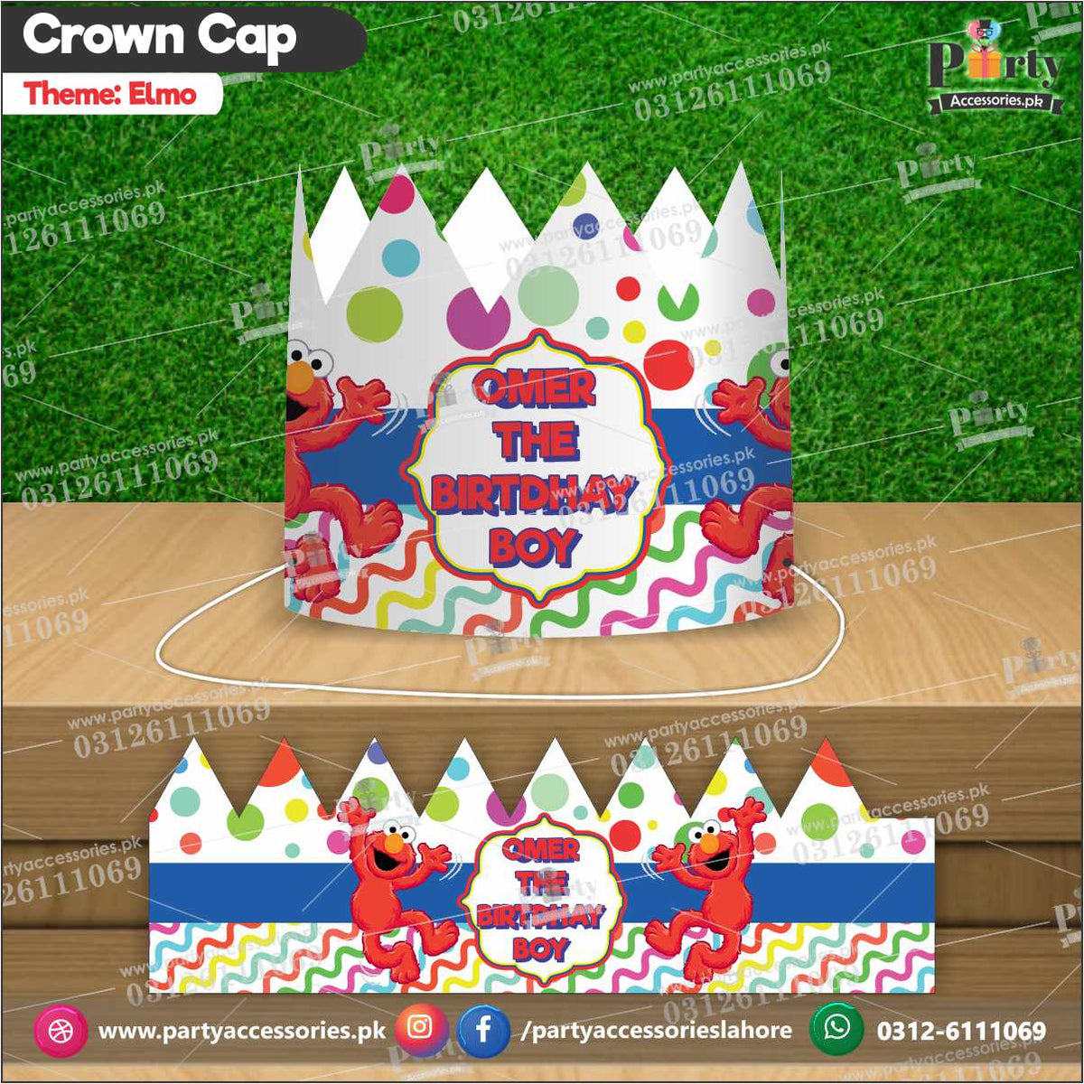 Crown Cap in Elmo theme customized for the birthday BOY ...