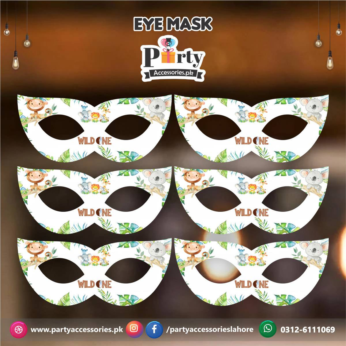 Wild One Theme Birthday Party Eye Face Masks (Pack of 6 ...