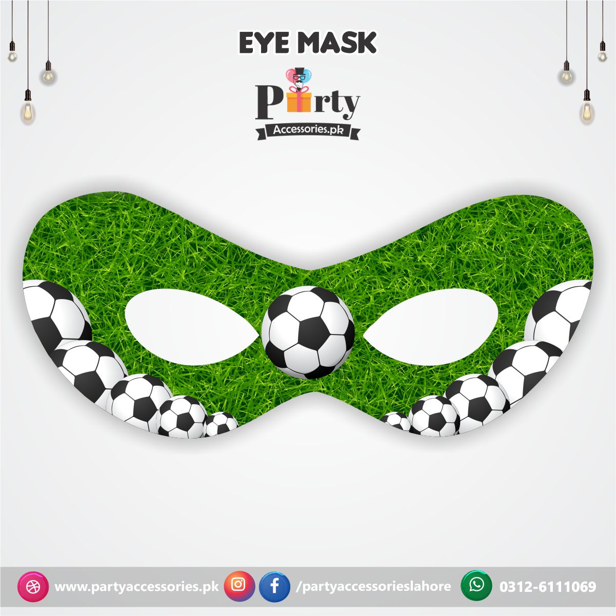 Football theme birthday party face masks | Pack of 6 eye masks in foot ...