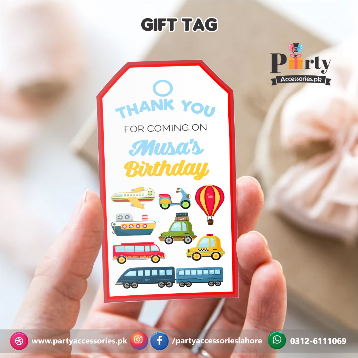 Transport Themed Customize Gift / Thank You Tags (pack of 6 ...