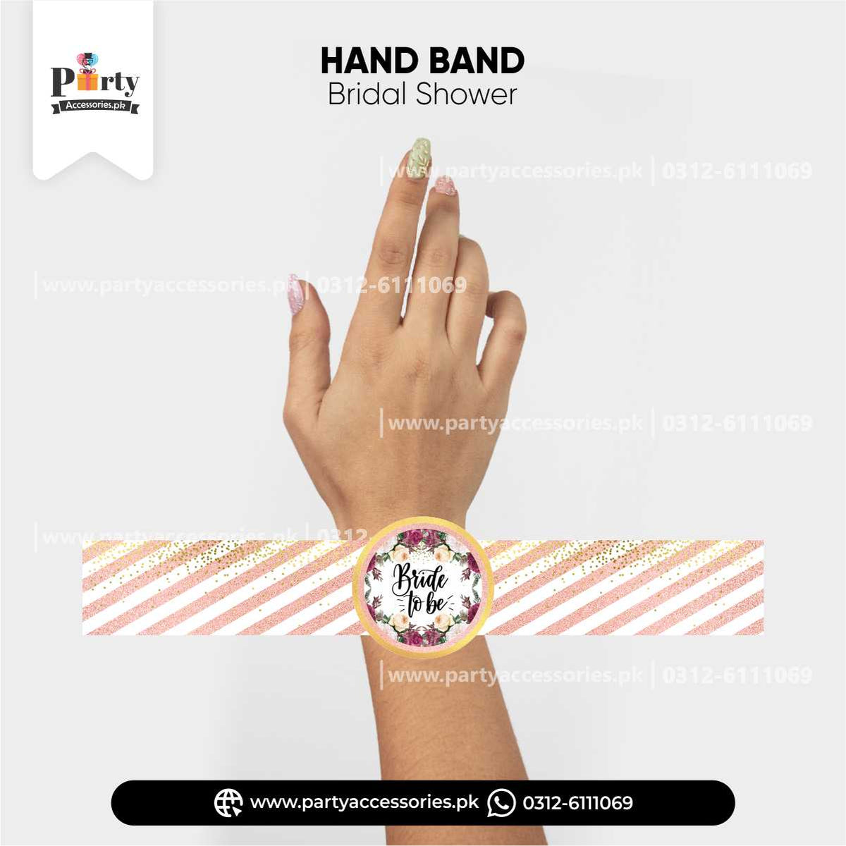 Bridal shower theme party celebrations | Customized hand / wrist band ...