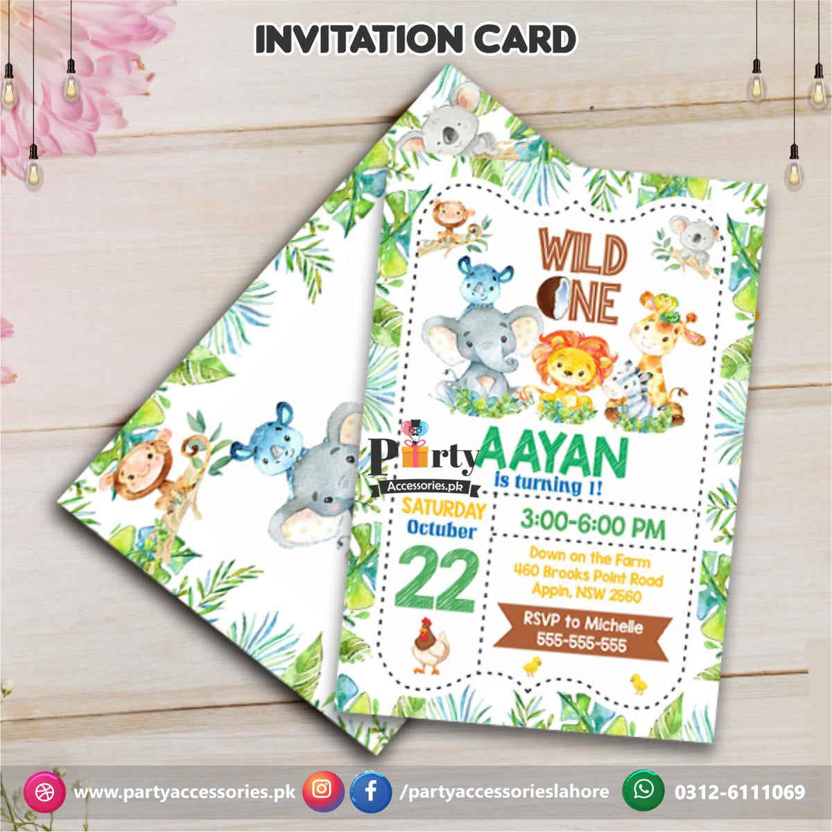 Customized Wild One Birthday Party Theme Invitation Cards (Pack of 6 ...