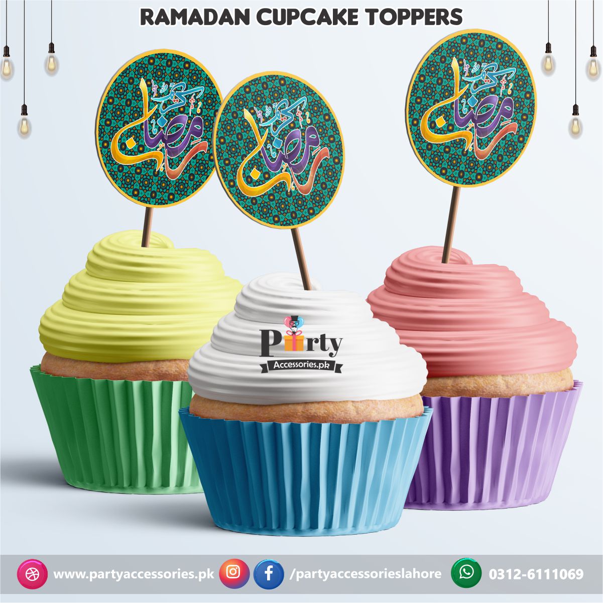 Ramadan Mubarak Cupcake toppers | Pack of 15 pcs Round ...