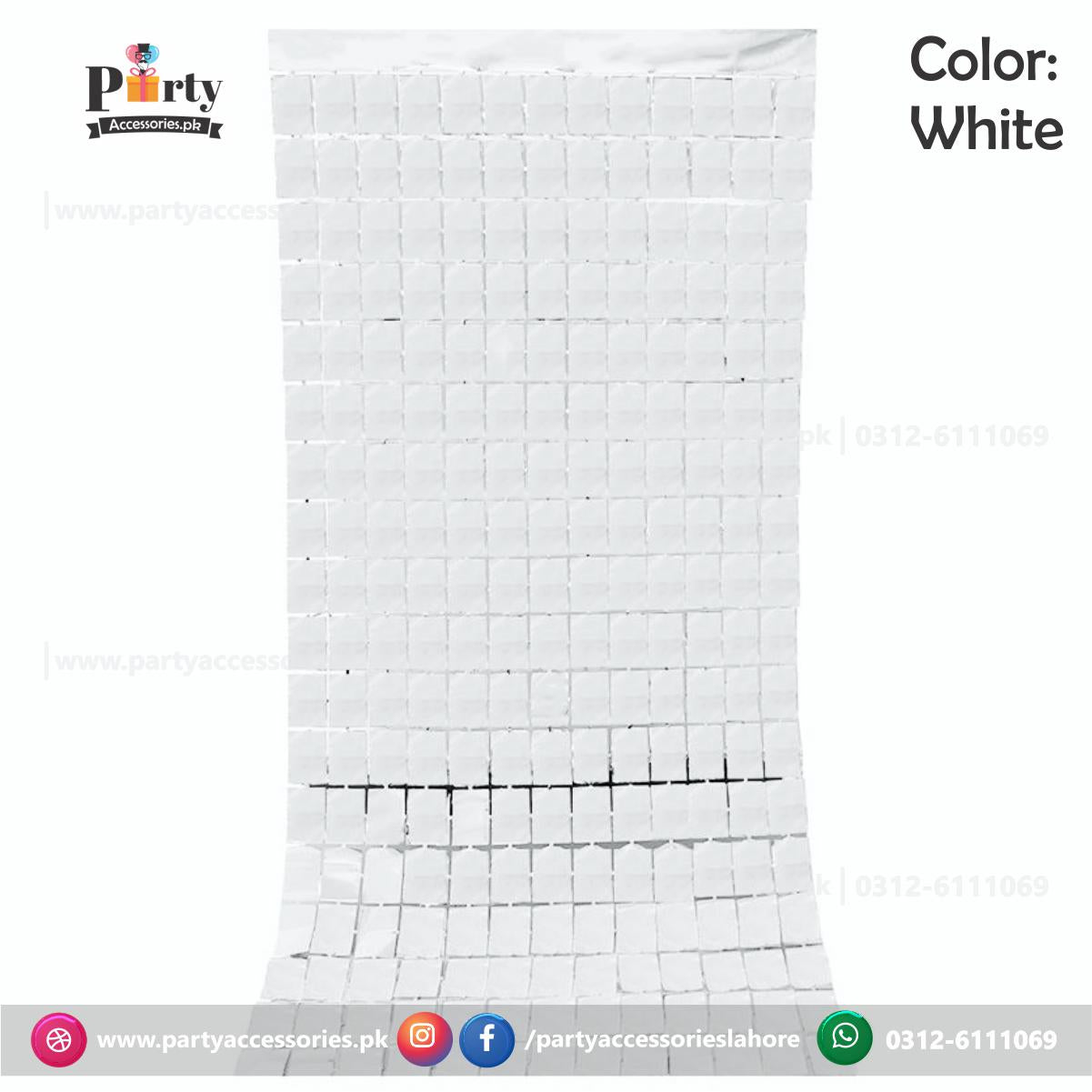 Square Box shape metallic tinsel fringe foil curtain party backdrop ...