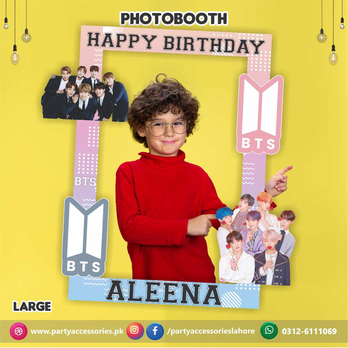 BTS theme Party Customized Photo Booth / selfie frame – PartyAccessories.pk