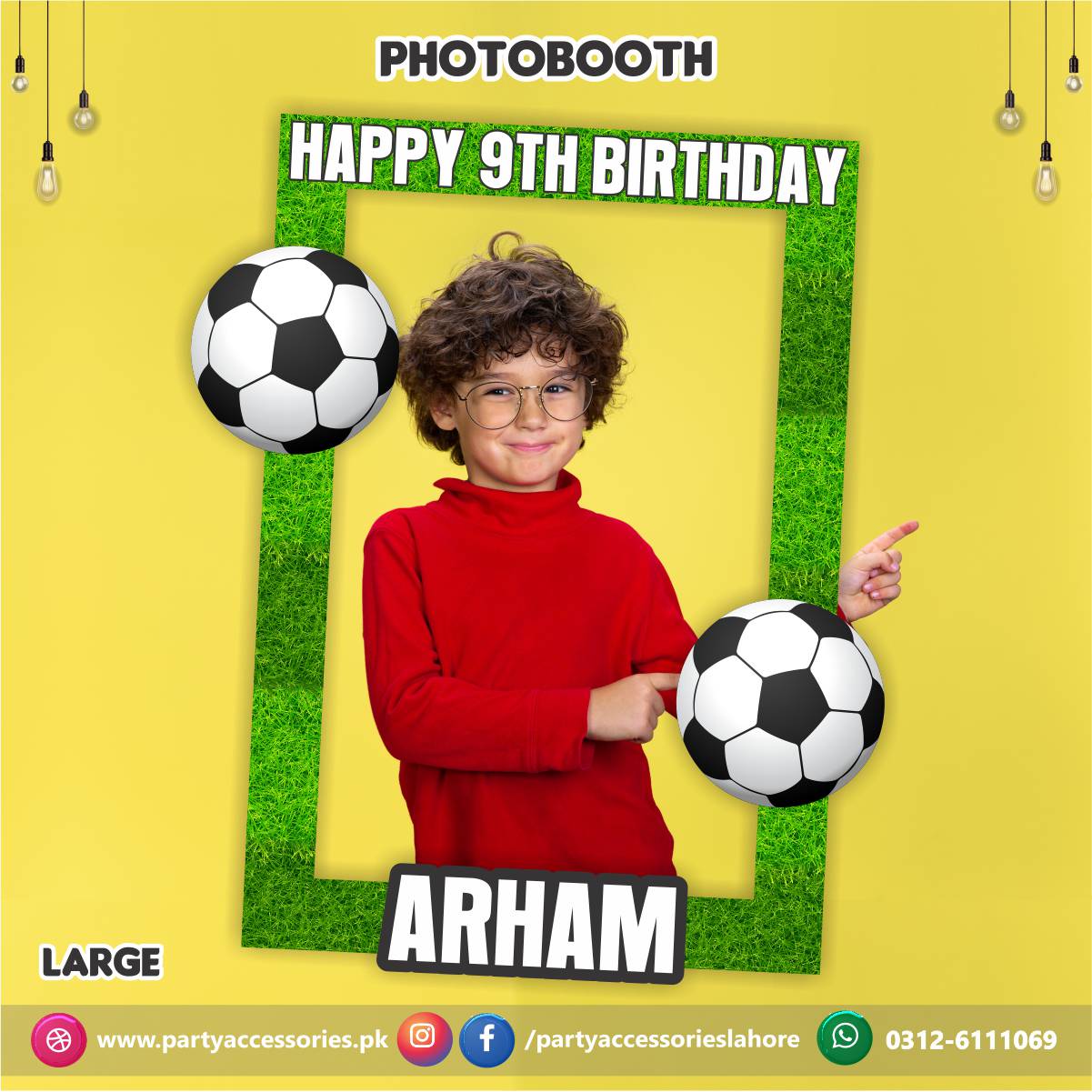 Customized Photo Booth / selfie frame in Football theme birthday party ...