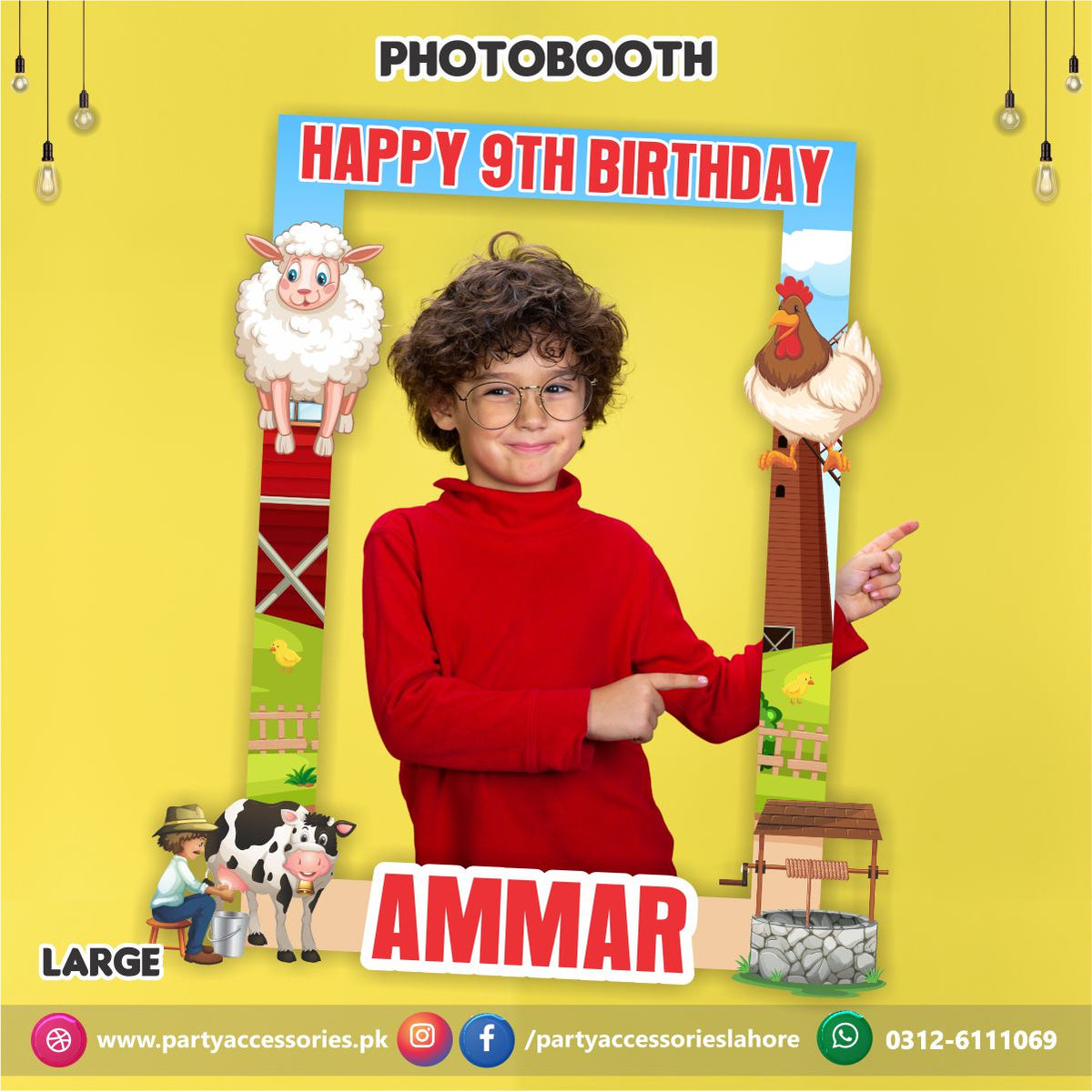 Customized Photo Booth | selfie frame for Farm Animals theme party ...