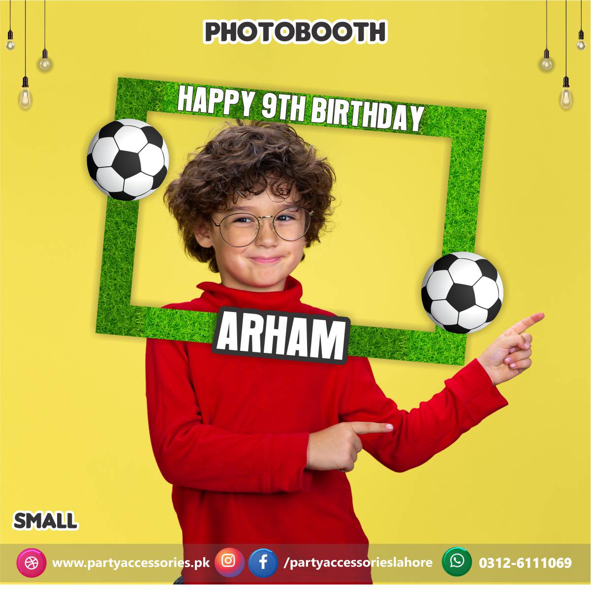 Customized Photo Booth / selfie frame in Football theme birthday party ...