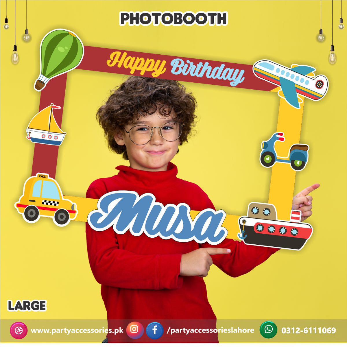 Transport theme Party Customized Photo Booth / selfie frame ...
