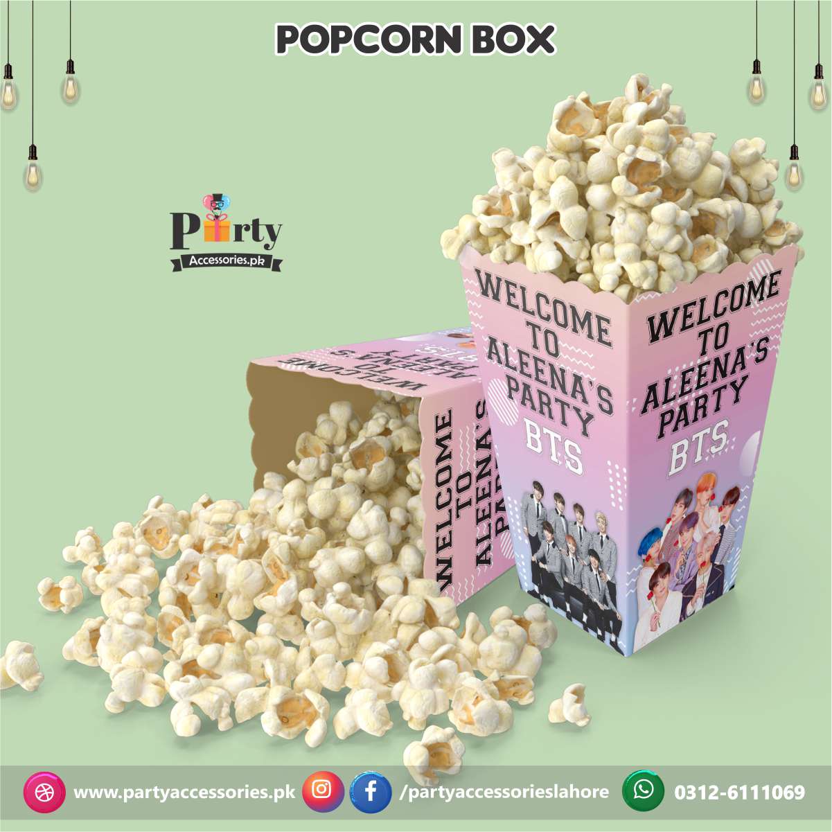 BTS Birthday Party theme Customized Popcorn boxes – PartyAccessories.pk