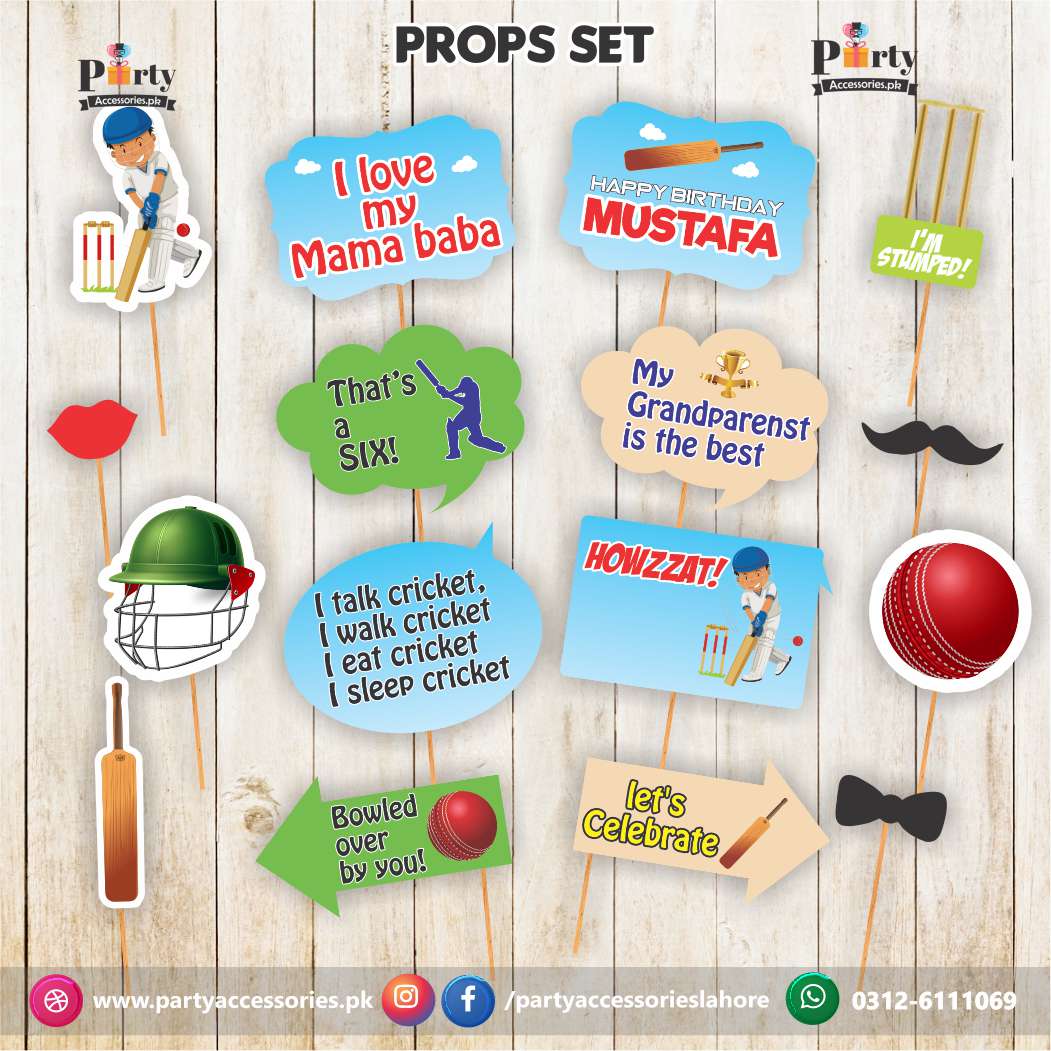 Photo props set for Cricket Theme Birthday party – PartyAccessories.pk