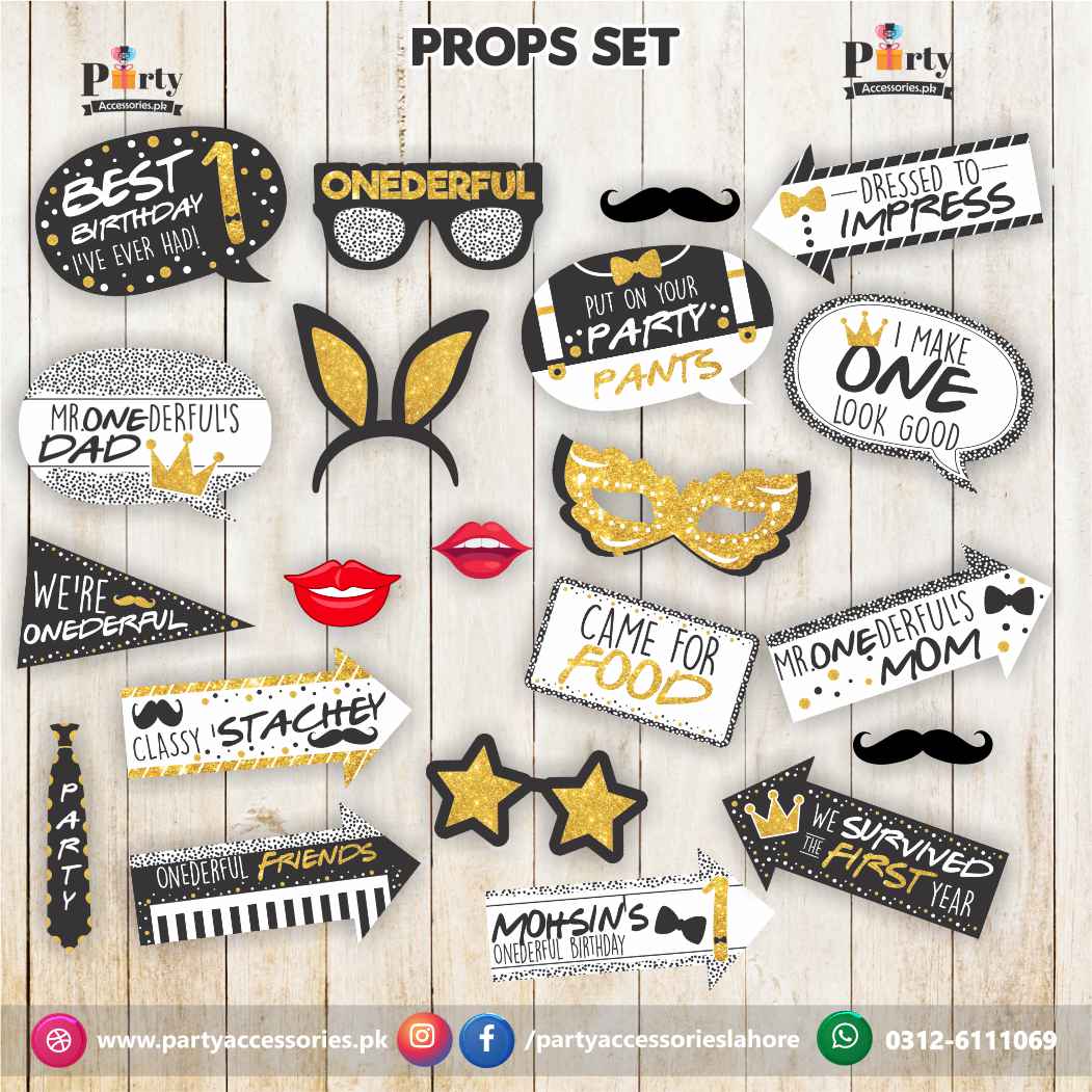 Photo props set for OneDerful Theme Birthday party – PartyAccessories.pk