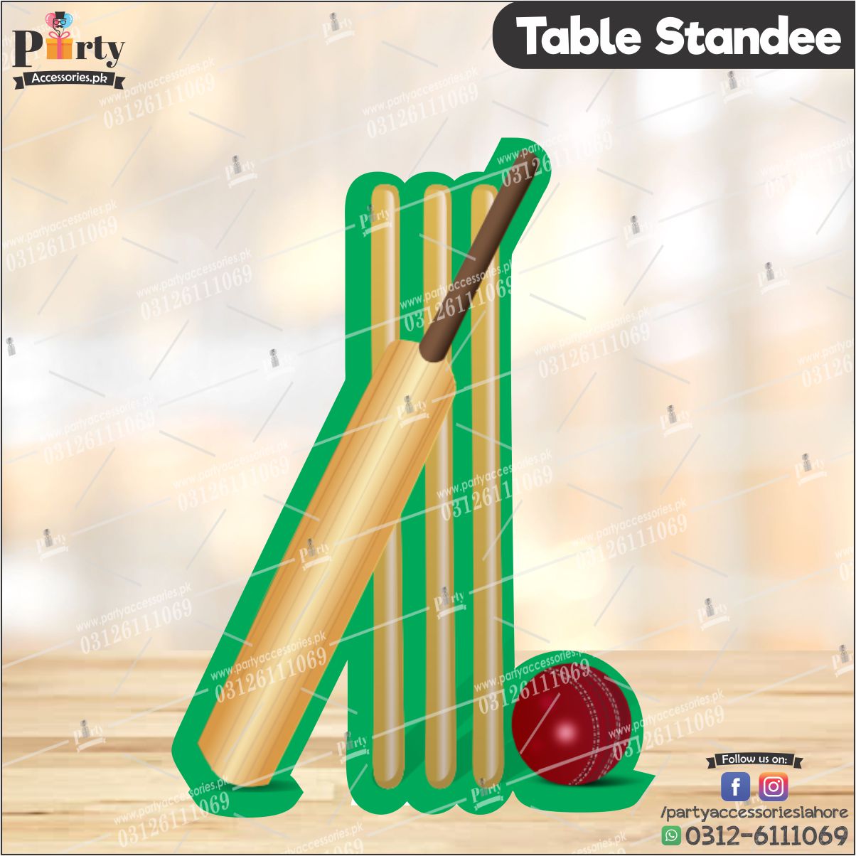 Customized Cricket theme Table standing character cutouts ...