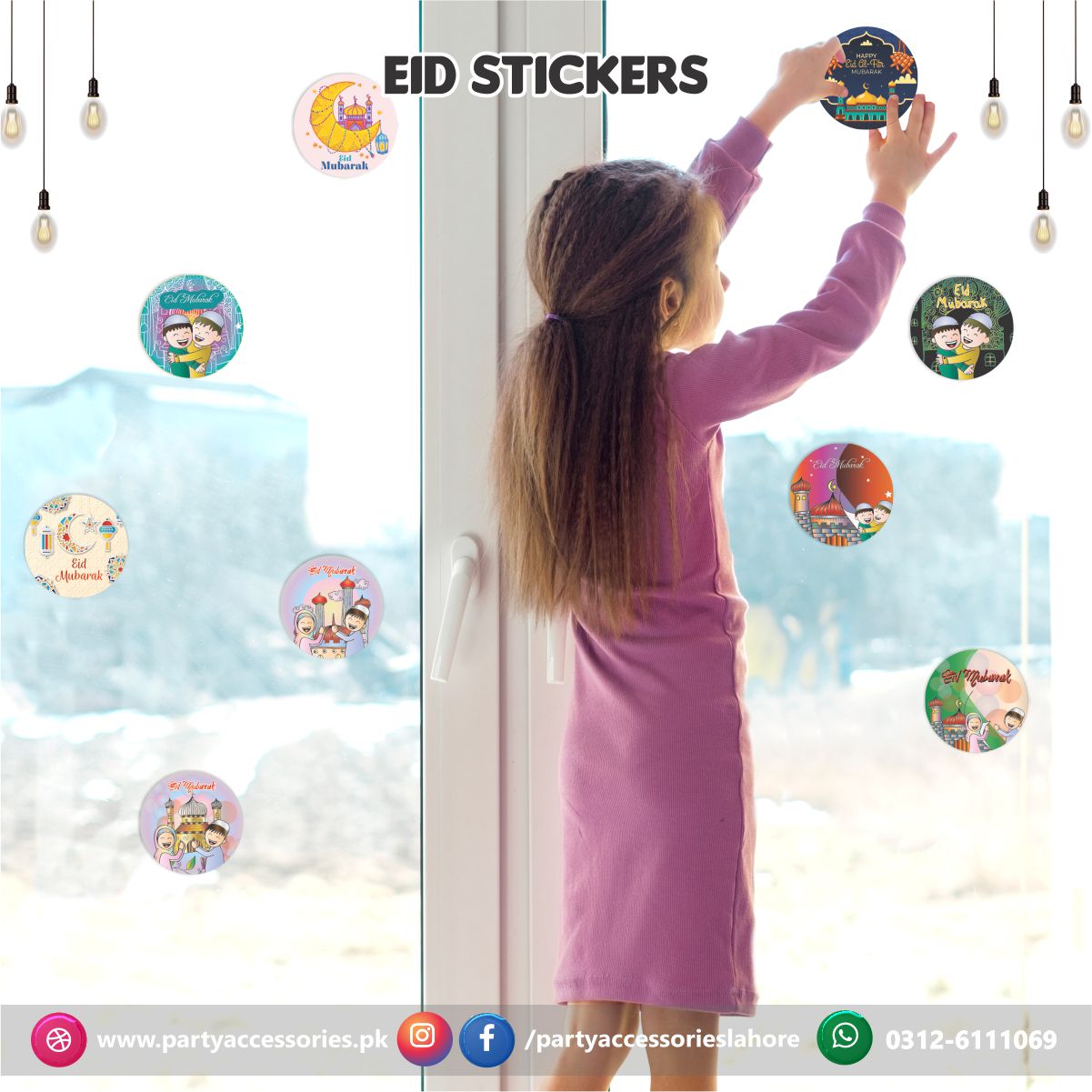 Eid Mubarak stickers round in mix designs | Eid decorations 2025 | Pac ...