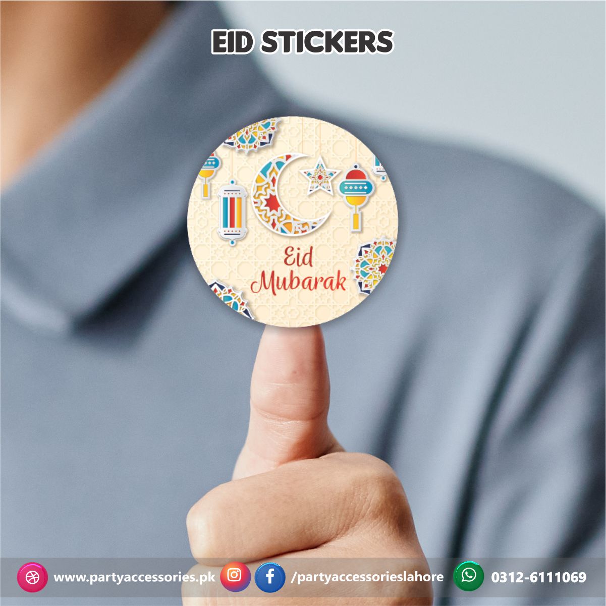Eid Mubarak stickers round in mix designs | Eid decorations 2025 | Pac ...