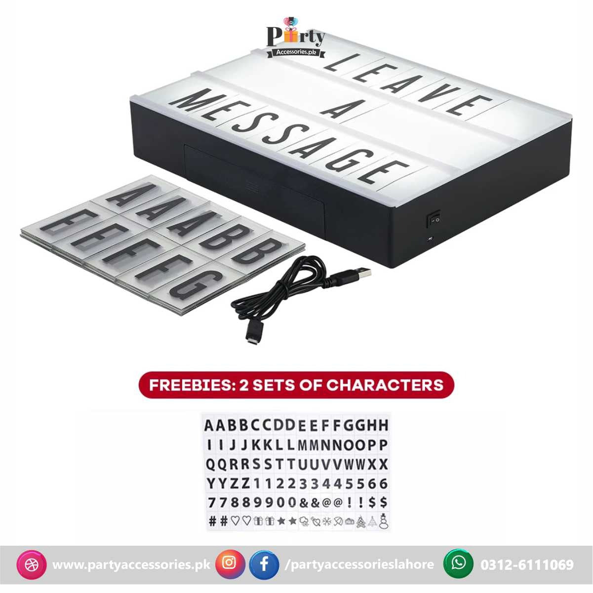 Cinematic LED letters light box | A4 size – PartyAccessories.pk