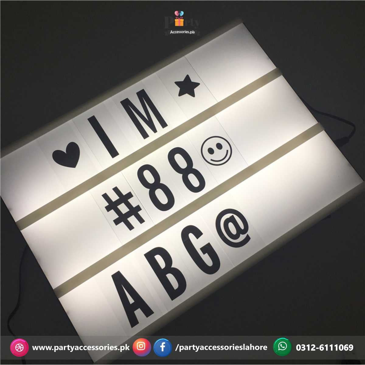 Cinematic LED letters light box | A4 size – PartyAccessories.pk