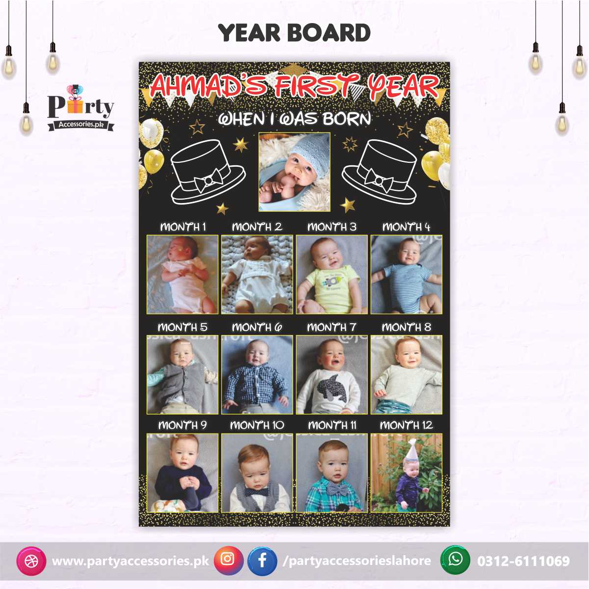 Year Picture board in Onederful theme birthday party customized ...