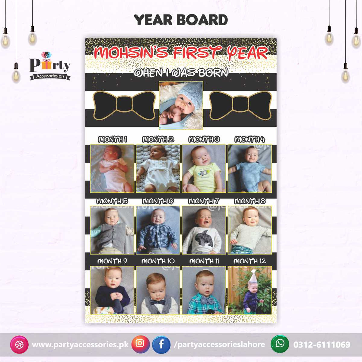 Year Picture board in Onederful theme birthday party customized ...