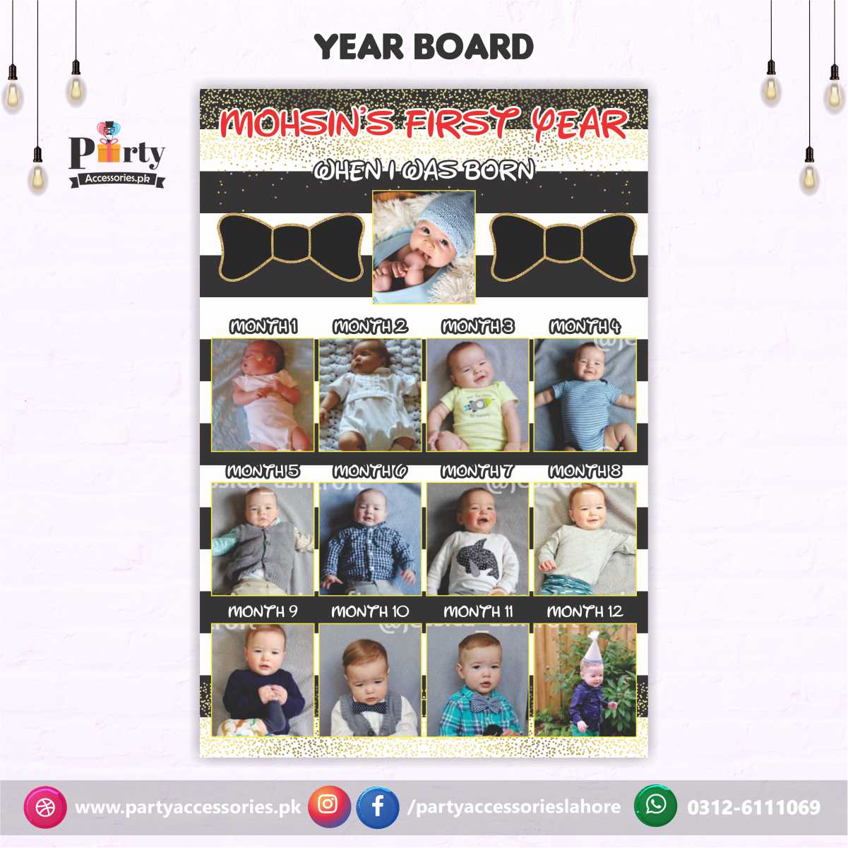 Year Picture board in Onederful theme birthday party customized ...