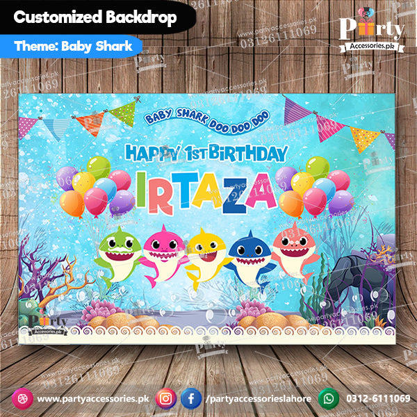 Baby Shark Theme decorations | Customized Birthday party Backdrop ...