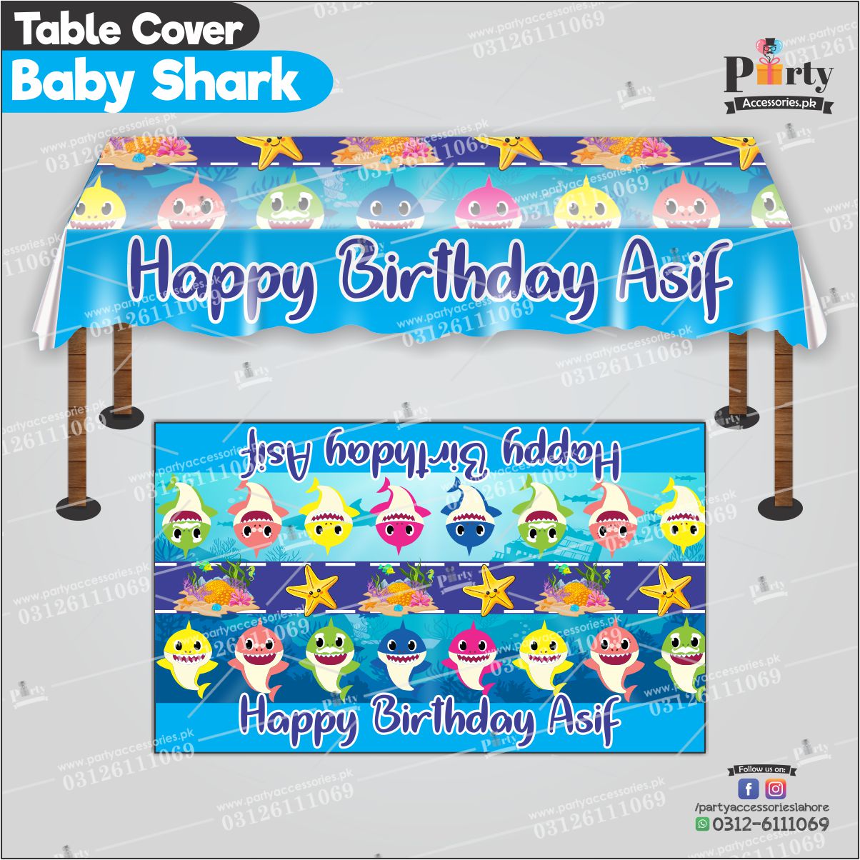 Baby Shark Theme Birthday Party Customized Table Top Sheet ...
