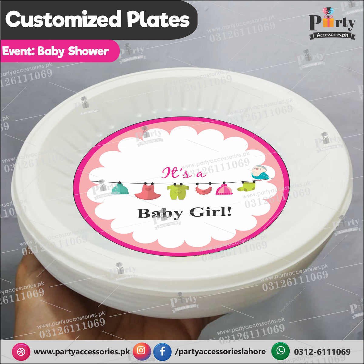 Customized Plates for Baby shower table decor pack of 6 ...
