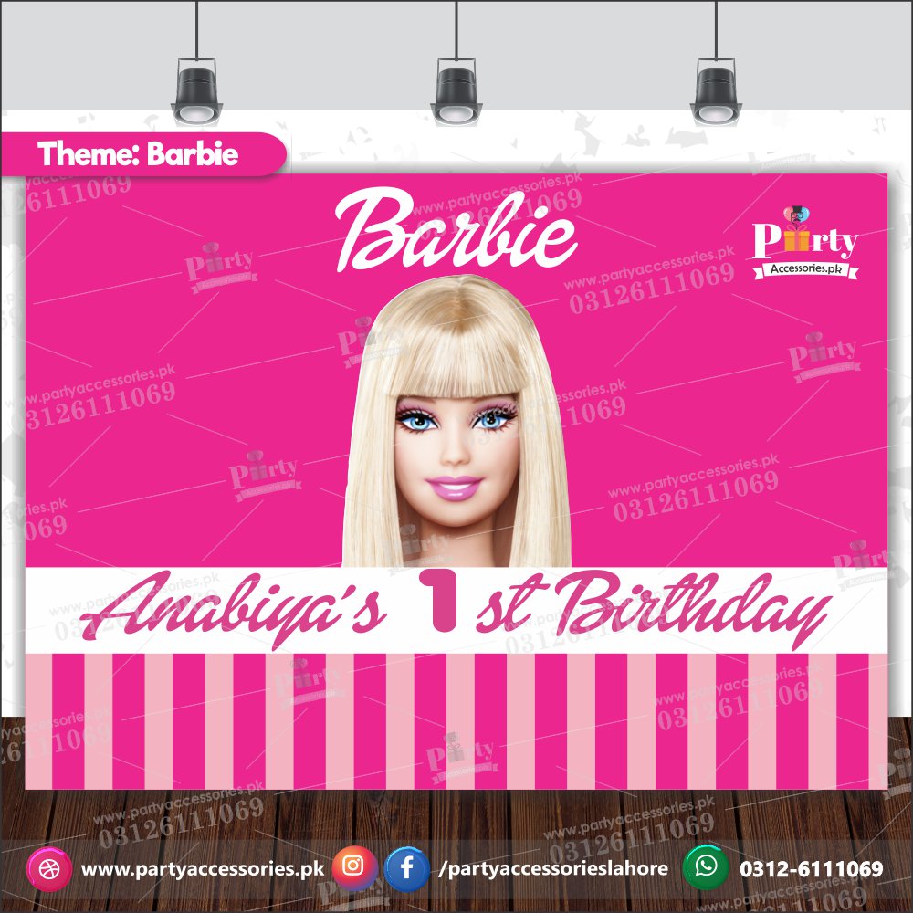 Barbie Theme wall decoration | Customized Birthday Party Backdrop ...