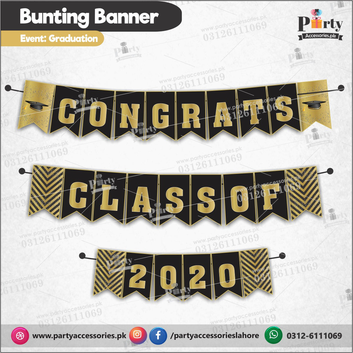 GRADUATION party wall decoration bunting banner – PartyAccessories.pk