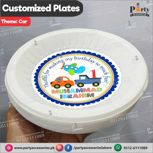 Customized disposable Paper Plates for Cars theme party pack of 6 ...