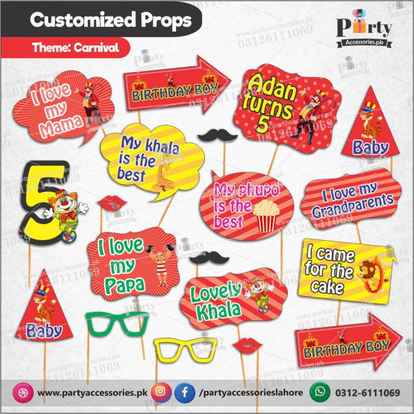 Customized props set for Carnival Circus theme birthday party ...