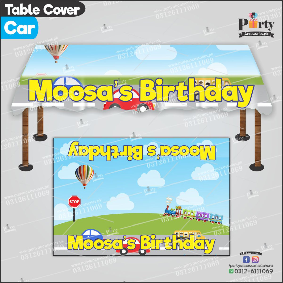 Customized Cars Theme Birthday table top sheet – PartyAccessories.pk