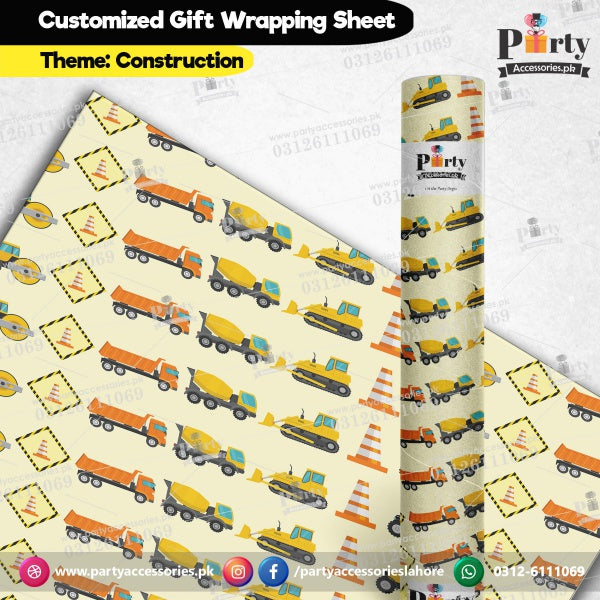 Construction theme birthday party | Customized Gift wrapping sheets ...