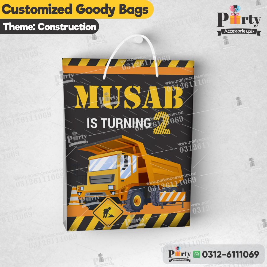 Construction theme Birthday party Customized Goody Bags / favor bags ...