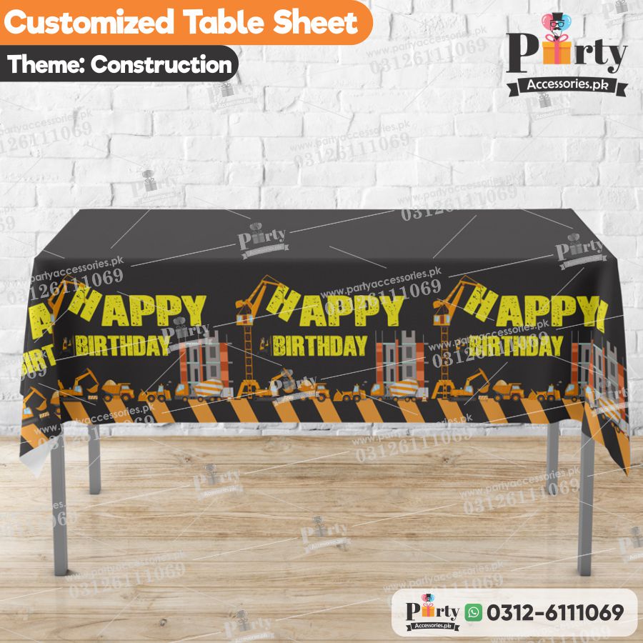 Construction Theme Birthday decorations Party table top sheet ...