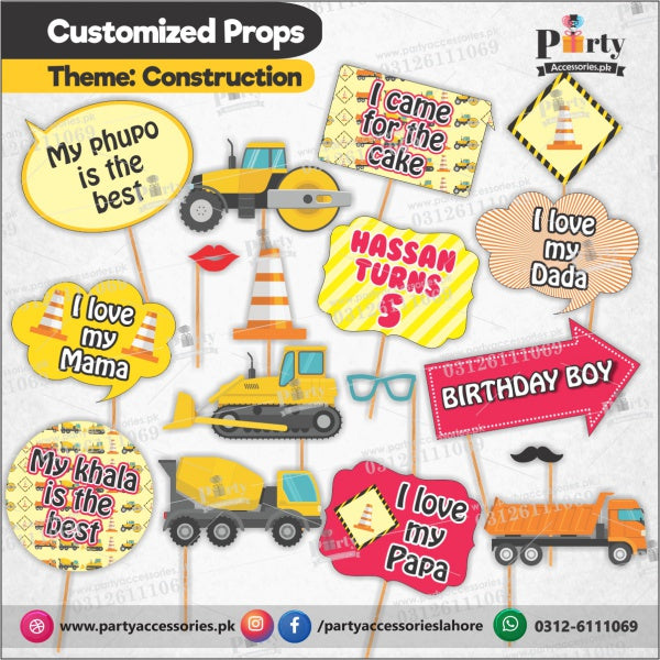Customized props set for Construction theme birthday party ...