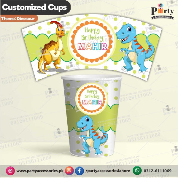 Dinosaur theme party | Customized disposable Paper CUPS (Pack of 6 ...