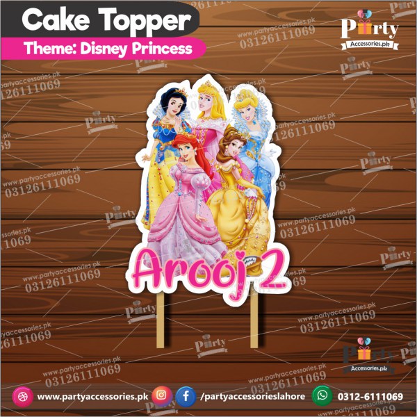 Disney Princess birthday theme cake topper customized – PartyAccessories.pk