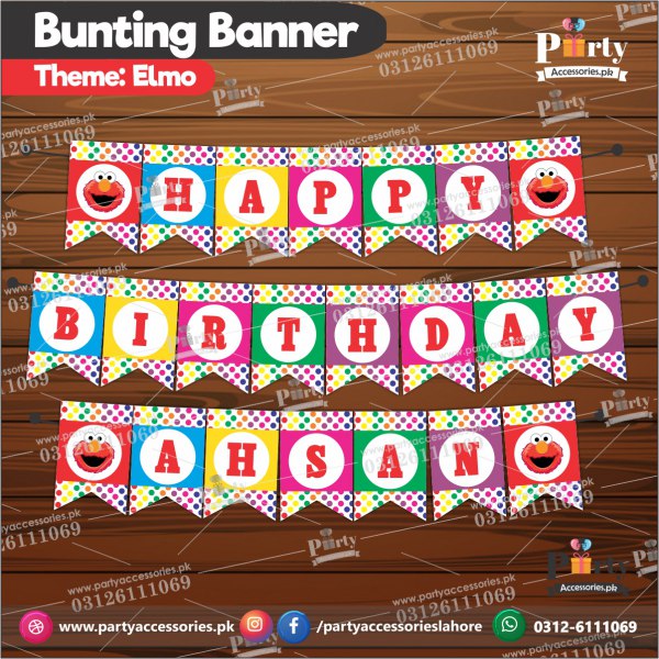 Customized elmo theme Birthday wall banner Banner – PartyAccessories.pk