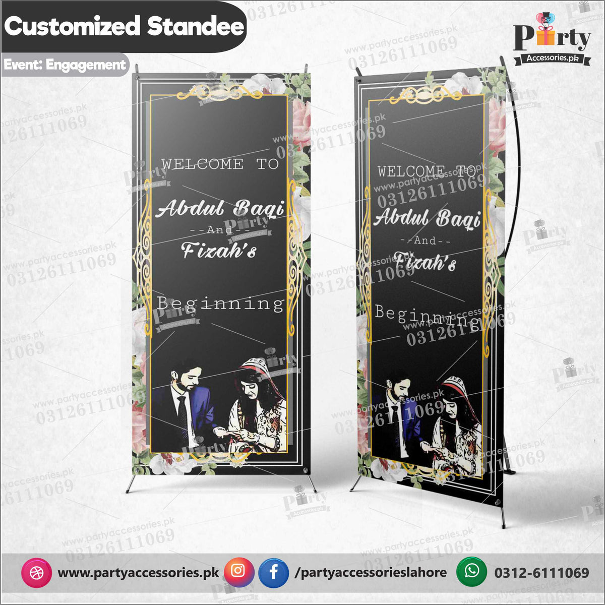 Customized welcome standee for Engagement celebration – PartyAccessories.pk