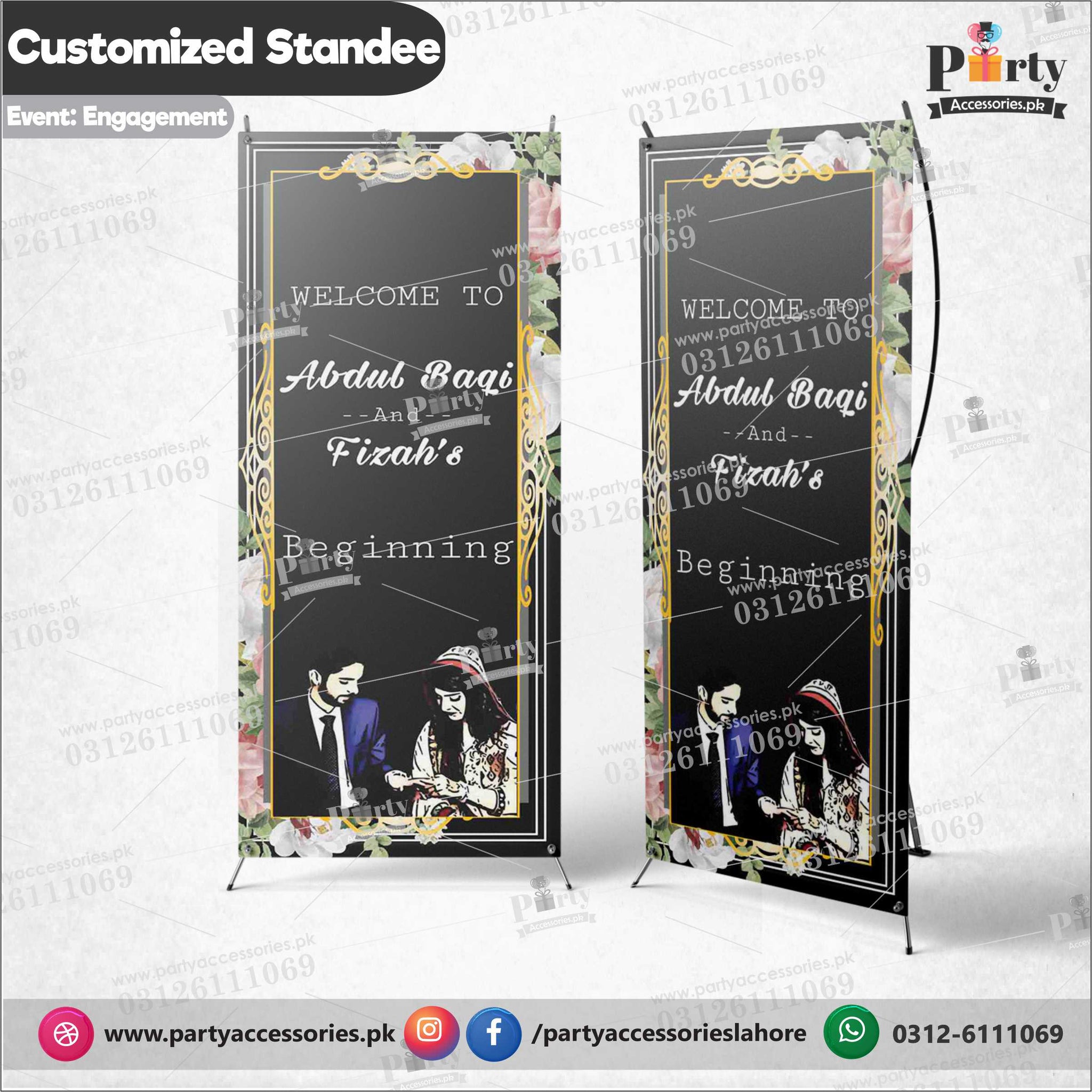 Customized welcome standee for Engagement celebration – PartyAccessories.pk