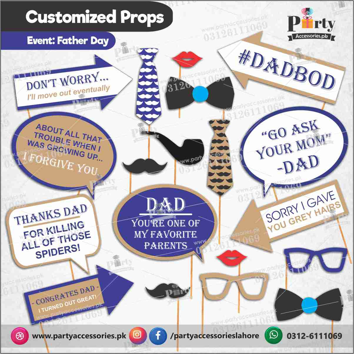 Fathers day decorations | Father's day Props set of 15 pcs ...