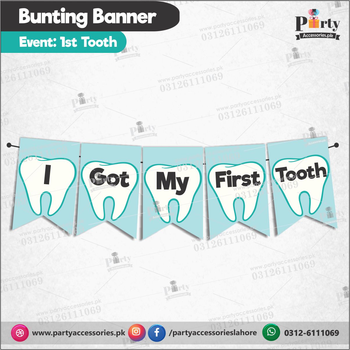 Customized First Tooth Bunting banner for Party Decoration ...