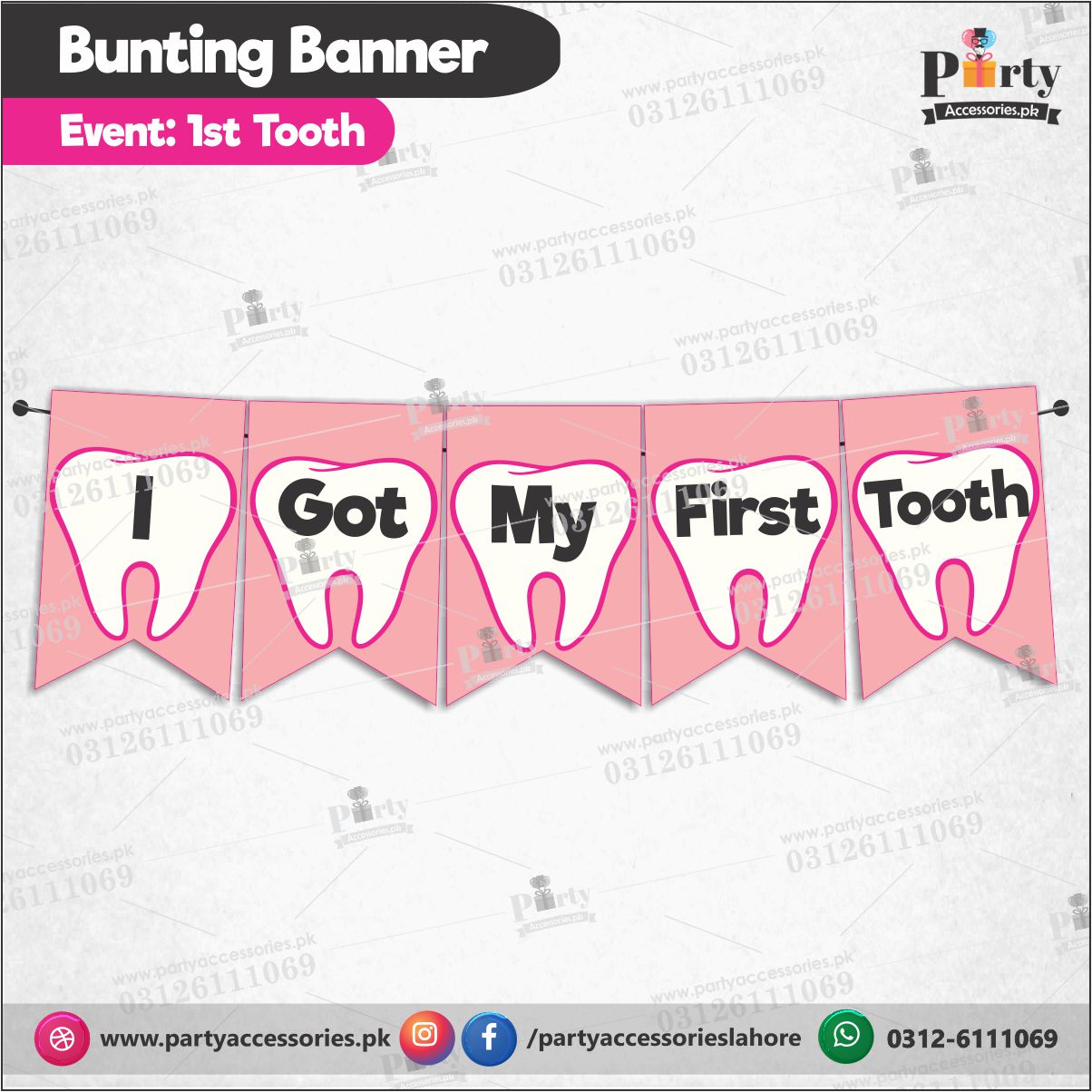 First Tooth Bunting banner for Party Decoration – PartyAccessories.pk