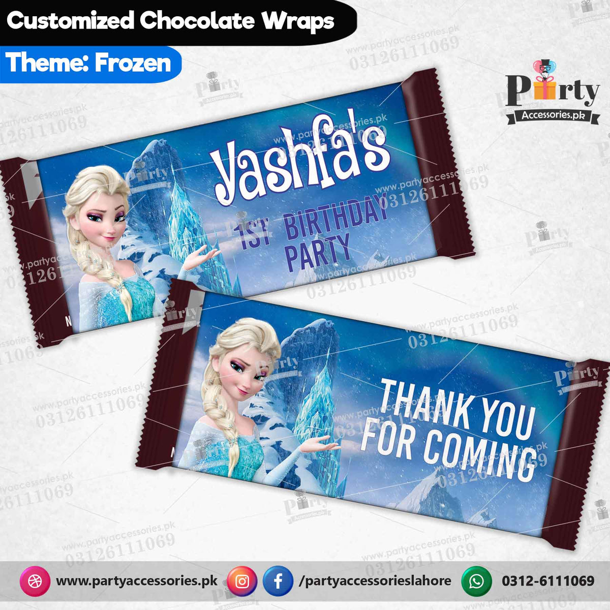 Customized Frozen theme birthday table decoration chocolate wraps ...