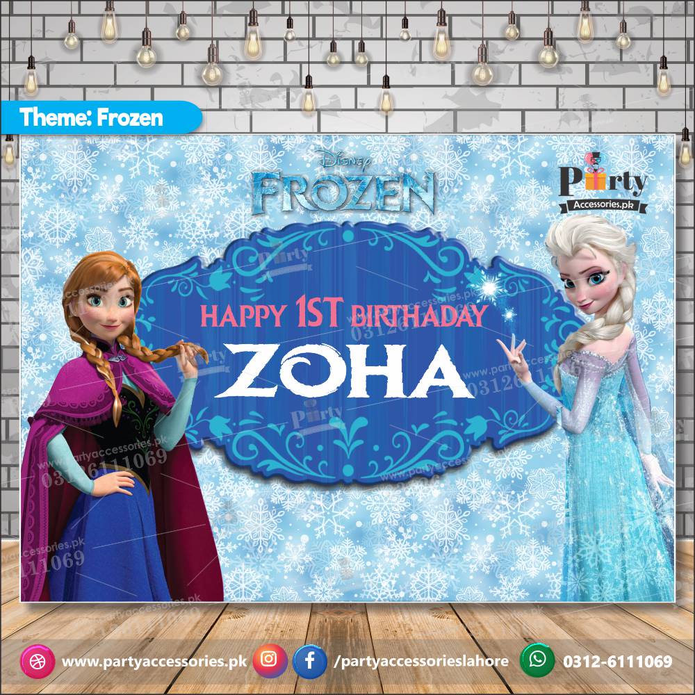 Customized Backdrop in Frozen Elsa Theme Birthday Party decoration ...