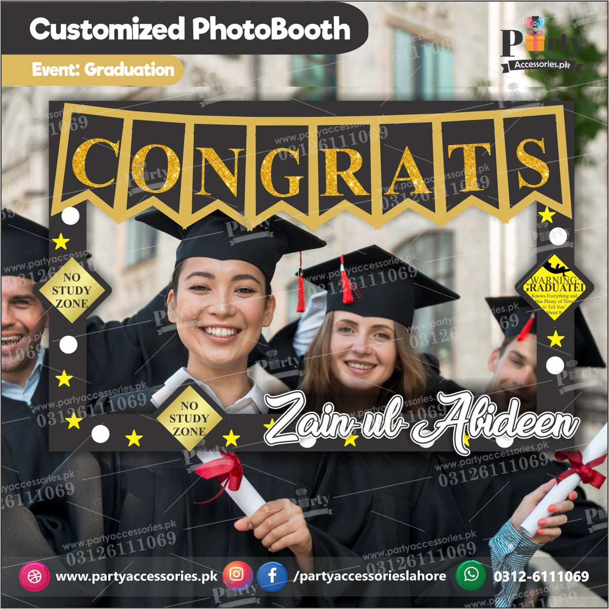 Customized Photo Booth / selfie frame for GRADUATION (landscape ...