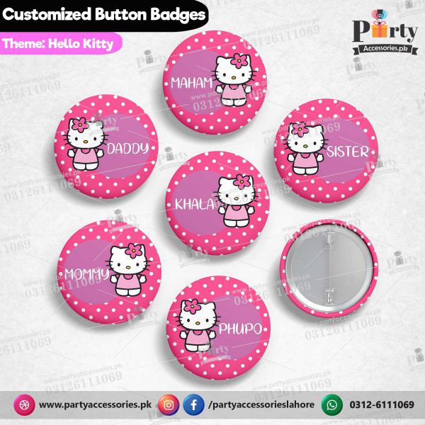 Customized Hello Kitty theme button badges – PartyAccessories.pk