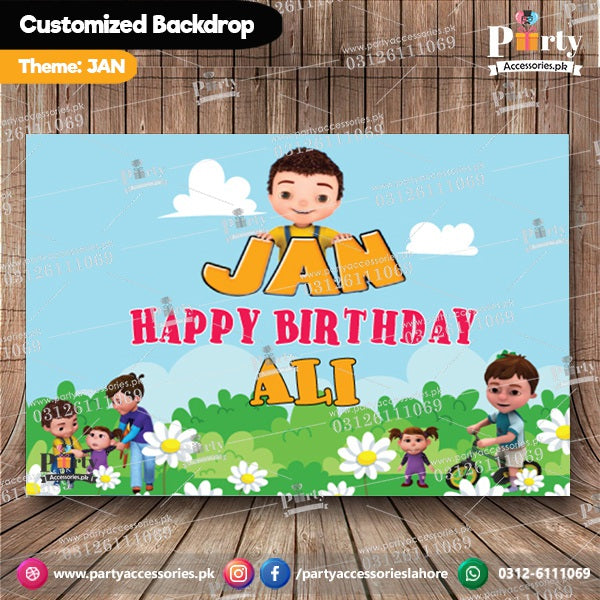 Customized JAN Theme Birthday Party Backdrop – PartyAccessories.pk